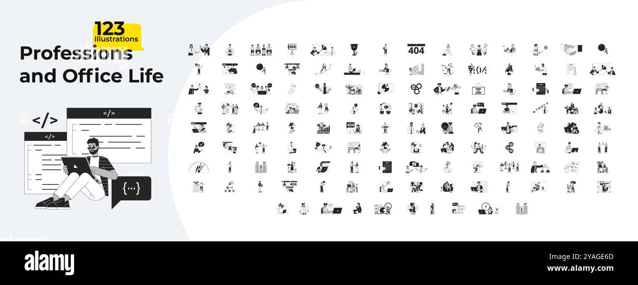 Professional lifestyle outline illustrations mega bundle Stock Vector ...
