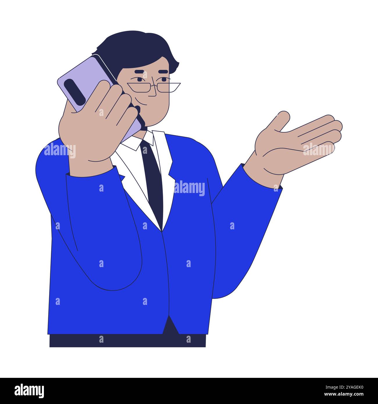 Middle aged arab man talking on phone 2D cartoon character Stock Vector ...