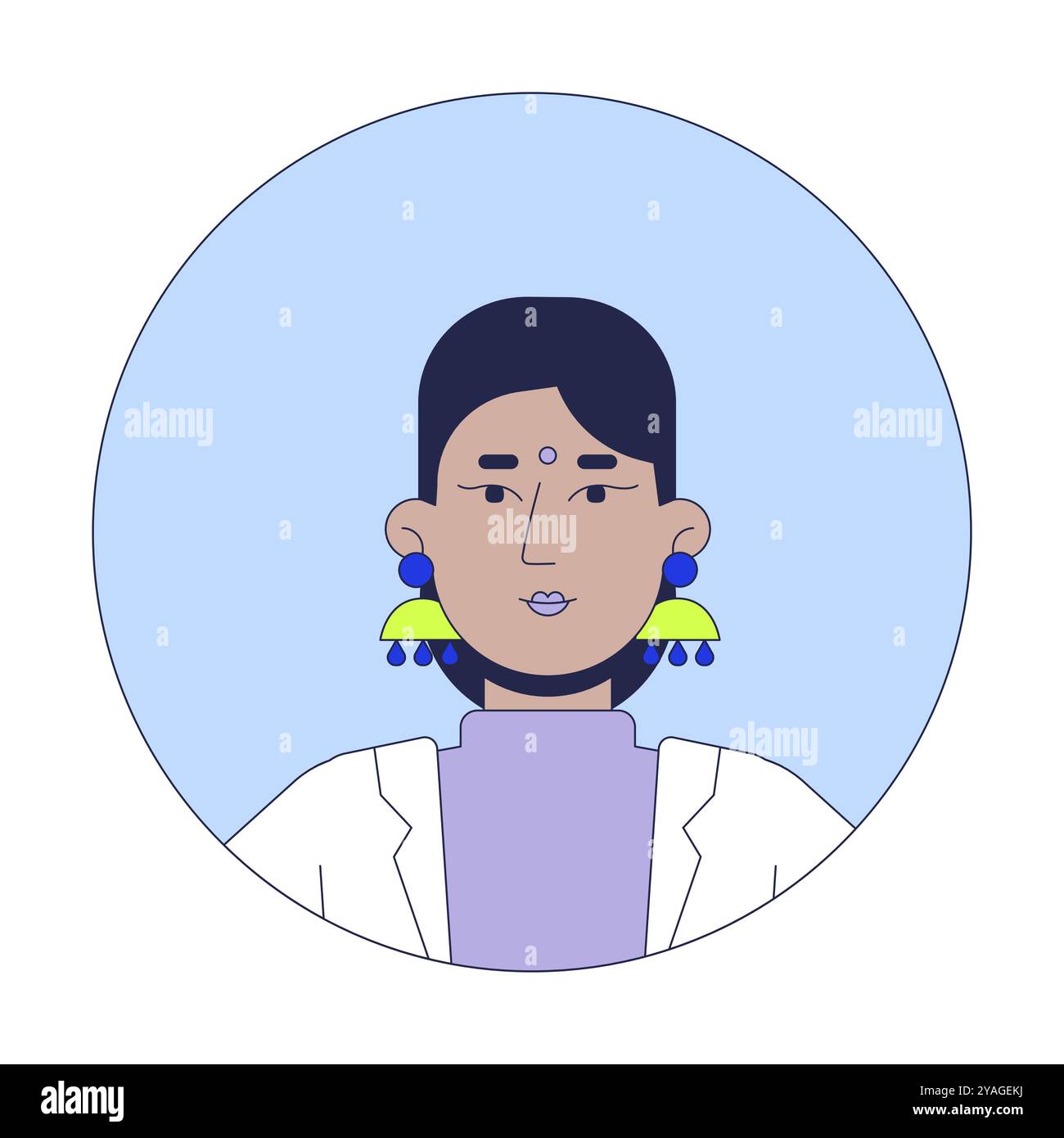Hindu woman with bindi 2D linear vector avatar illustration Stock ...