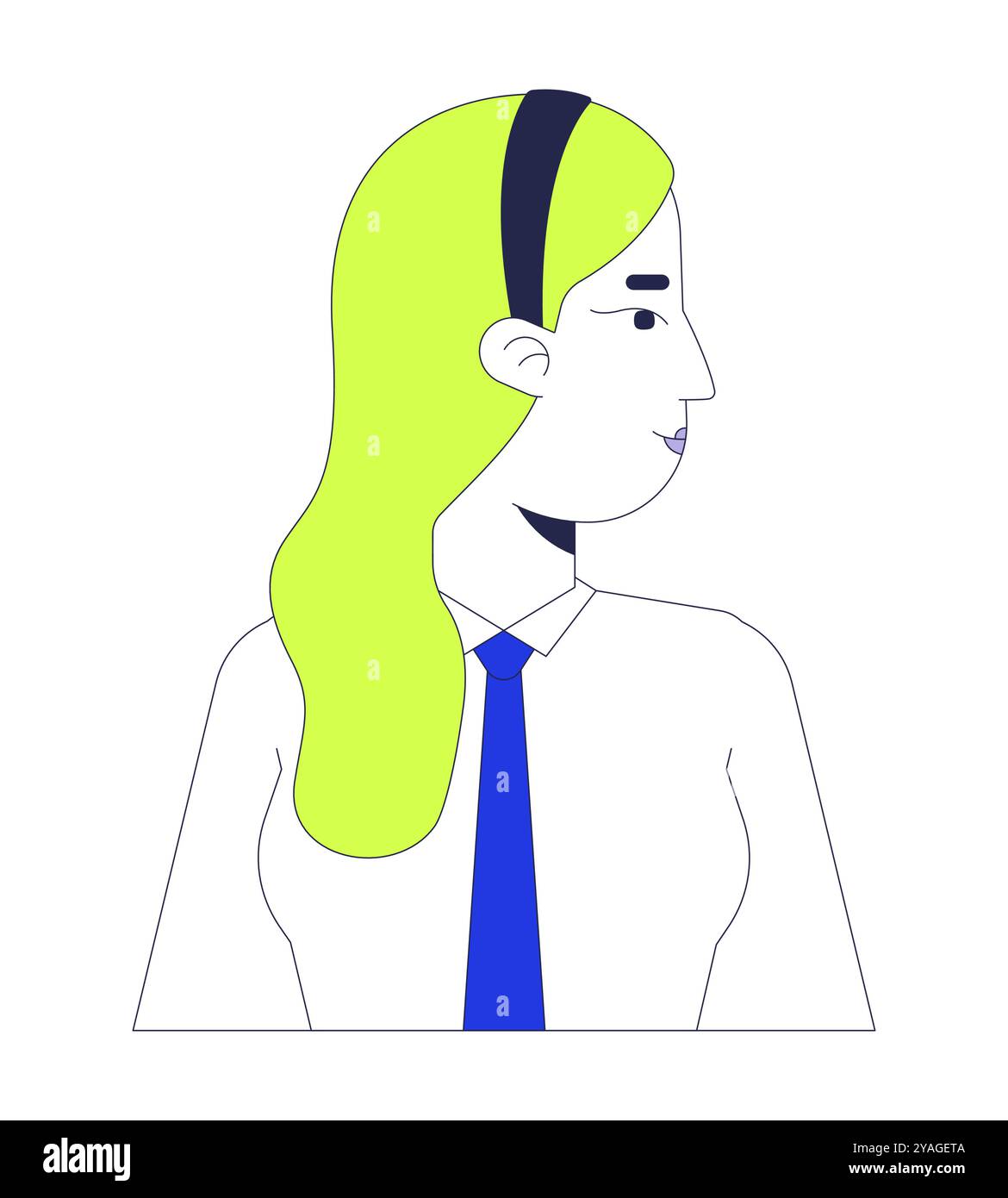 Blonde office lady head turned to side 2D cartoon character Stock ...