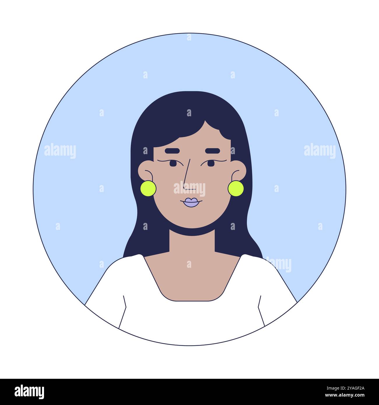 South asian woman with pearl earrings 2D linear vector avatar ...