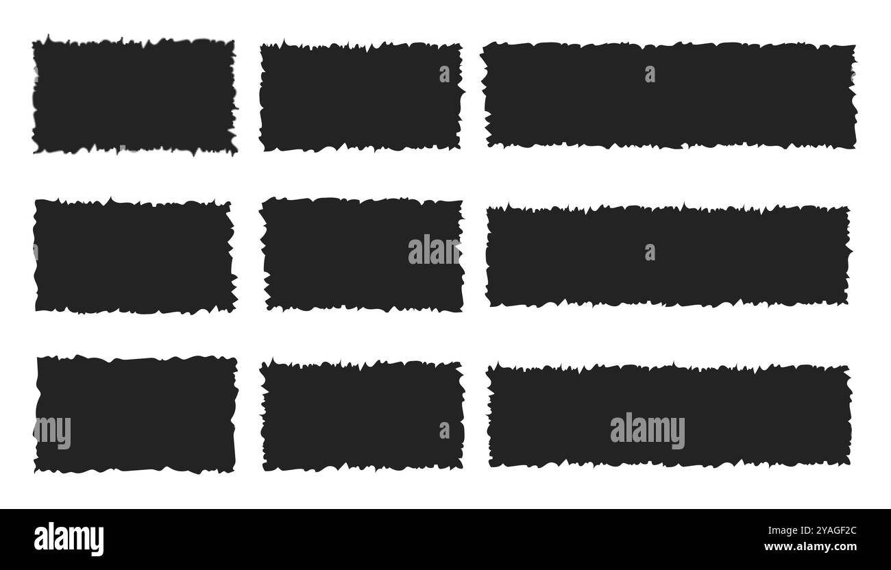 Tattered rectangle jagged edge text box, header border. Ripped and ...