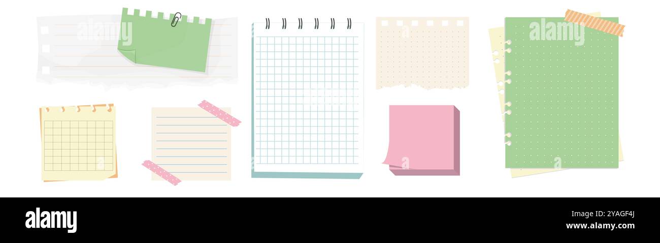 Memo notes, paper for note with clip, postit. Planner notebook page ...