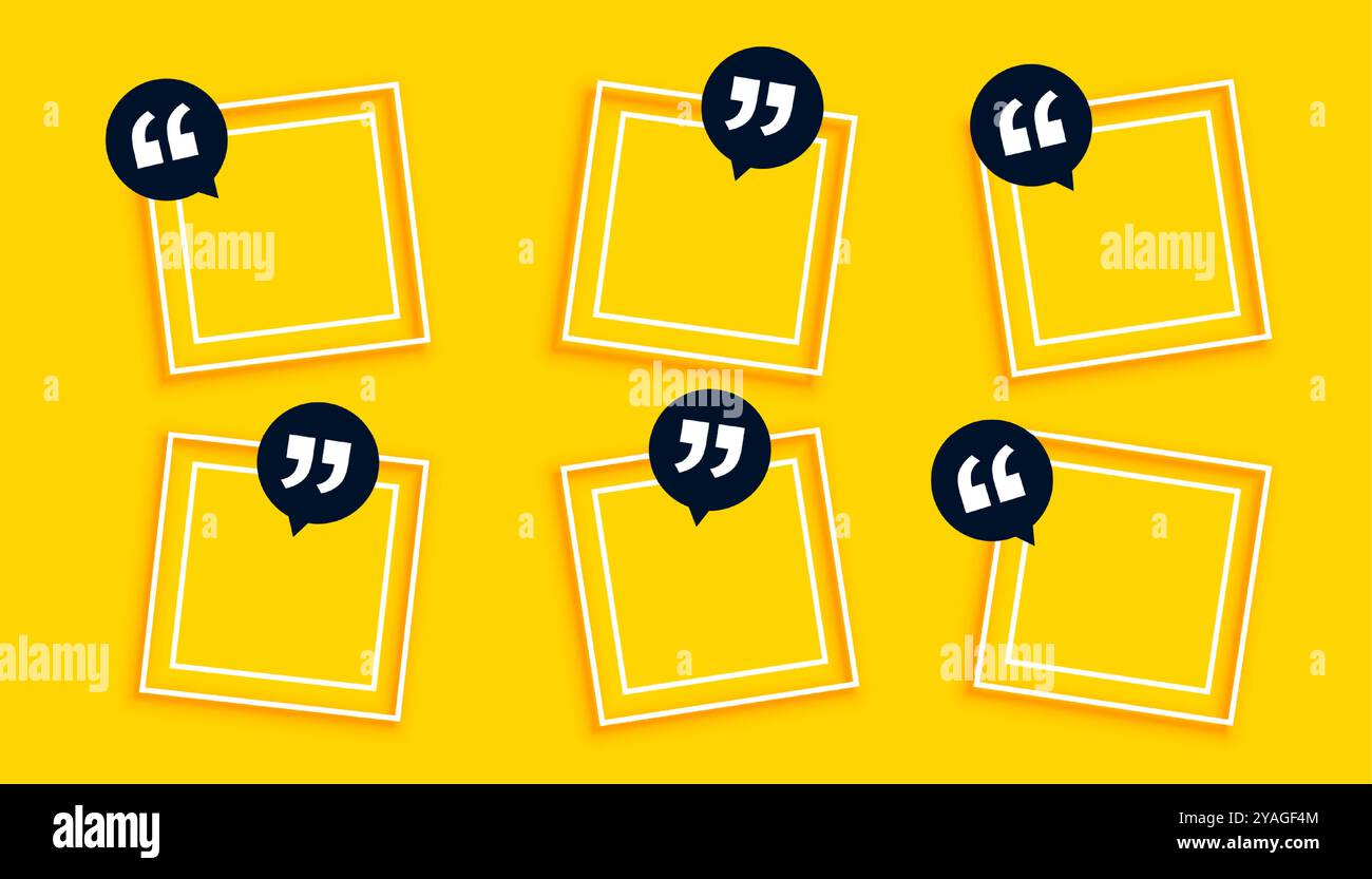 set of blank quotation box icon for review or comment vector Stock ...