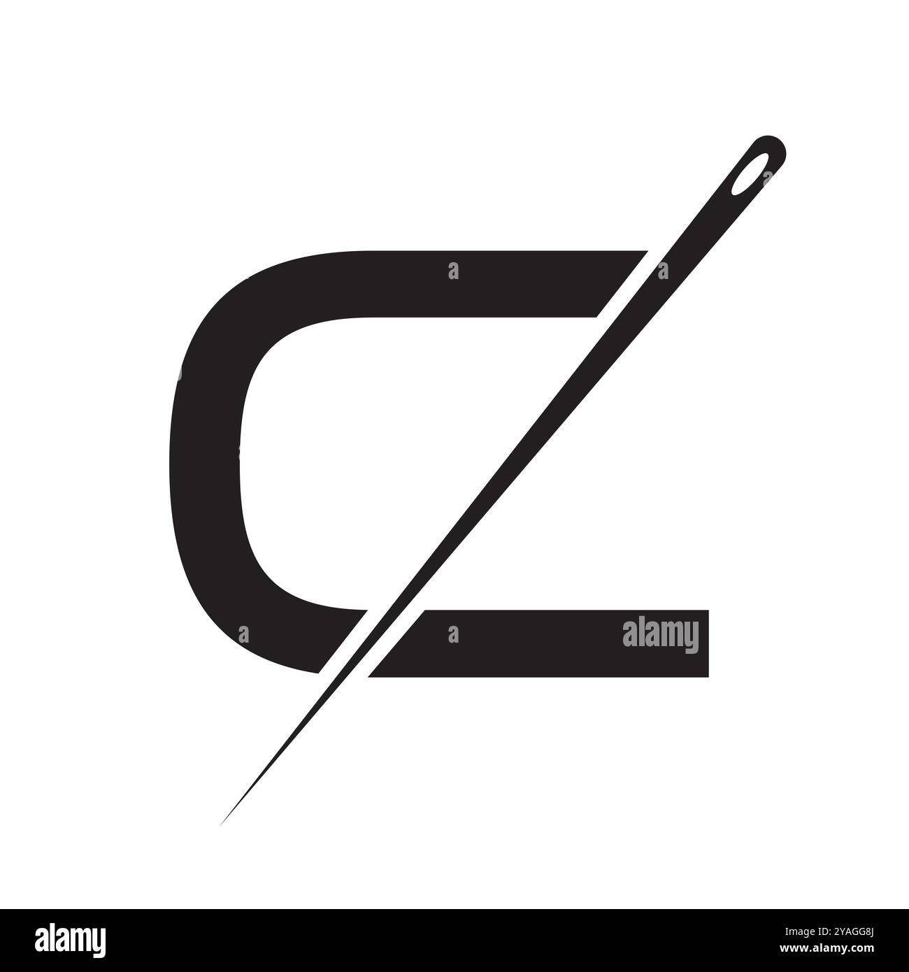 Letter C Tailor Sewing Needle Logo Design Concept For Embroider ...