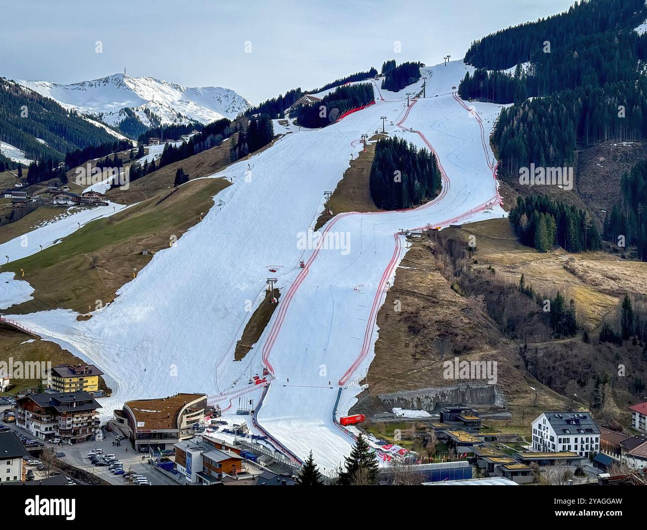 Saalbach-Hinterglemm, Austria - March 20, 2024: Finishing slope of ...