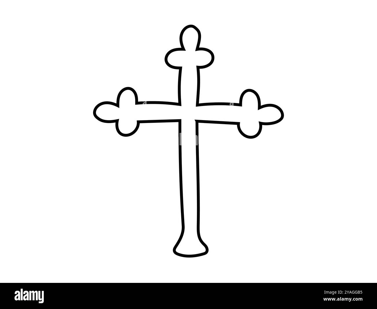 Black Outline of a Cross Isolated on White Background. Concept of ...