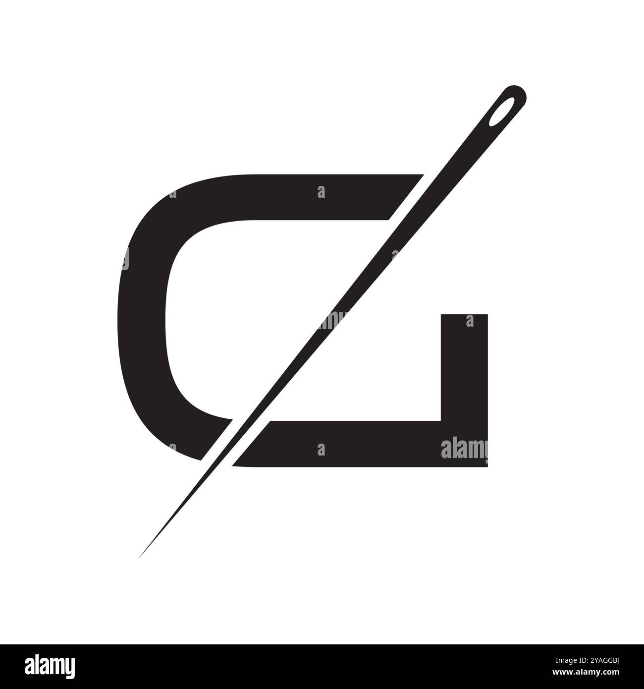 Letter G Tailor Sewing Needle Logo Design Concept For Embroider ...