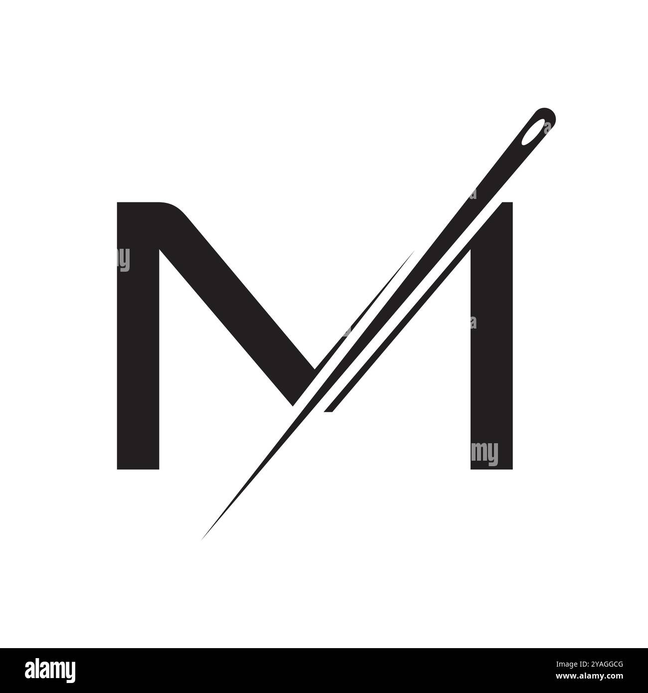 Letter M Tailor Sewing Needle Logo Design Concept For Embroider ...