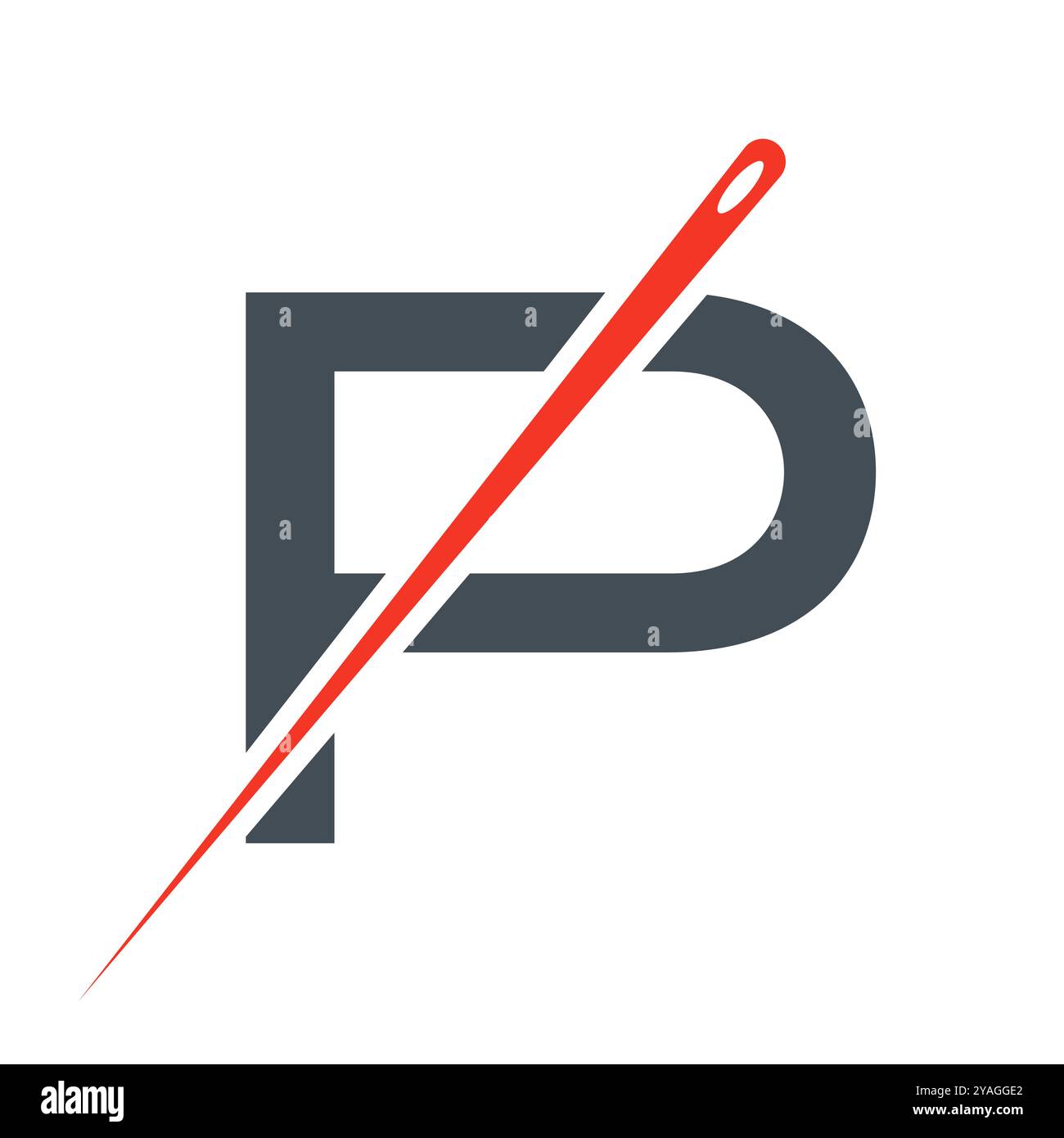 Letter P Tailor Sewing Needle Logo Design Concept For Embroider ...