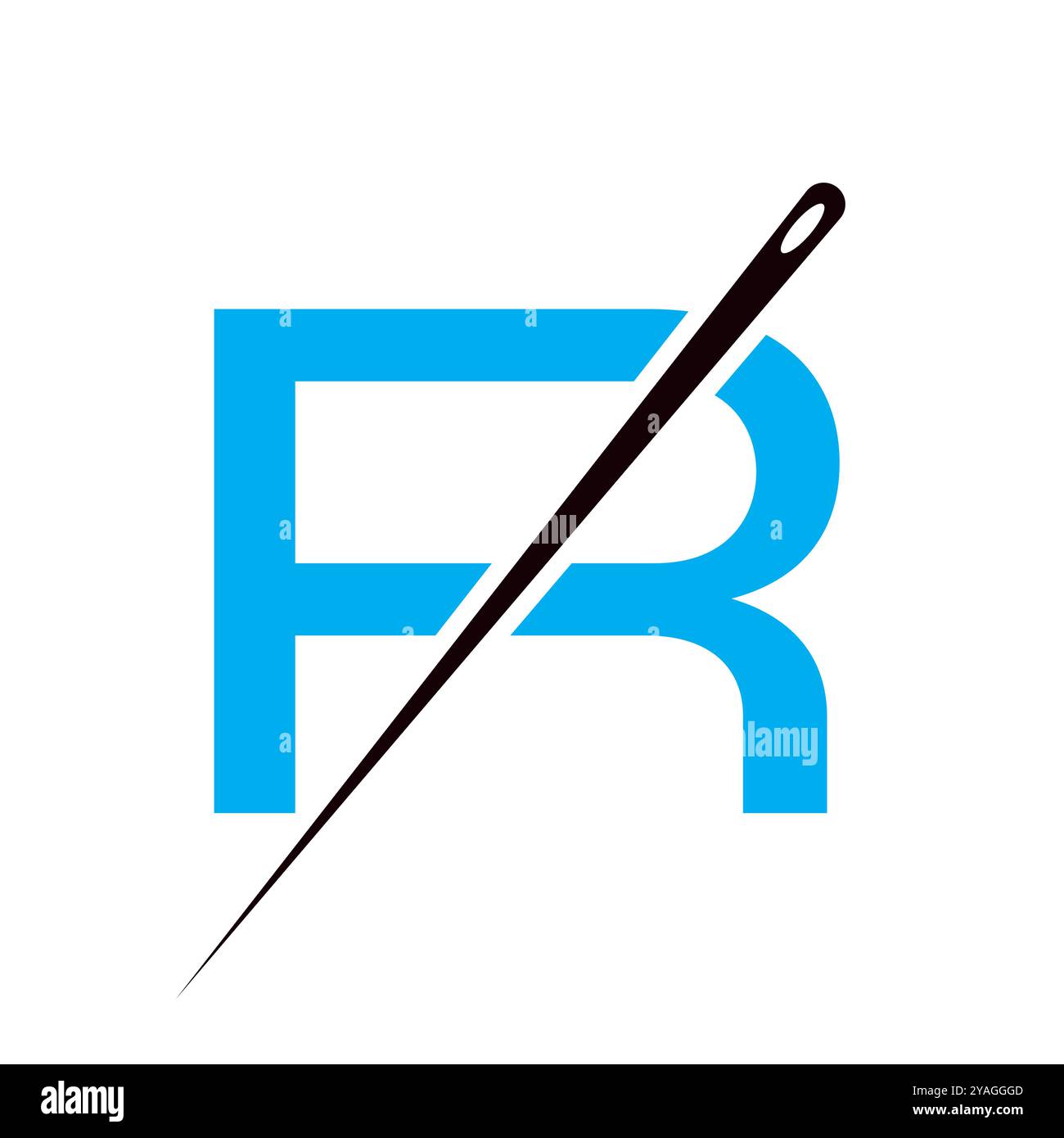 Letter R Tailor Sewing Needle Logo Design Concept For Embroider ...