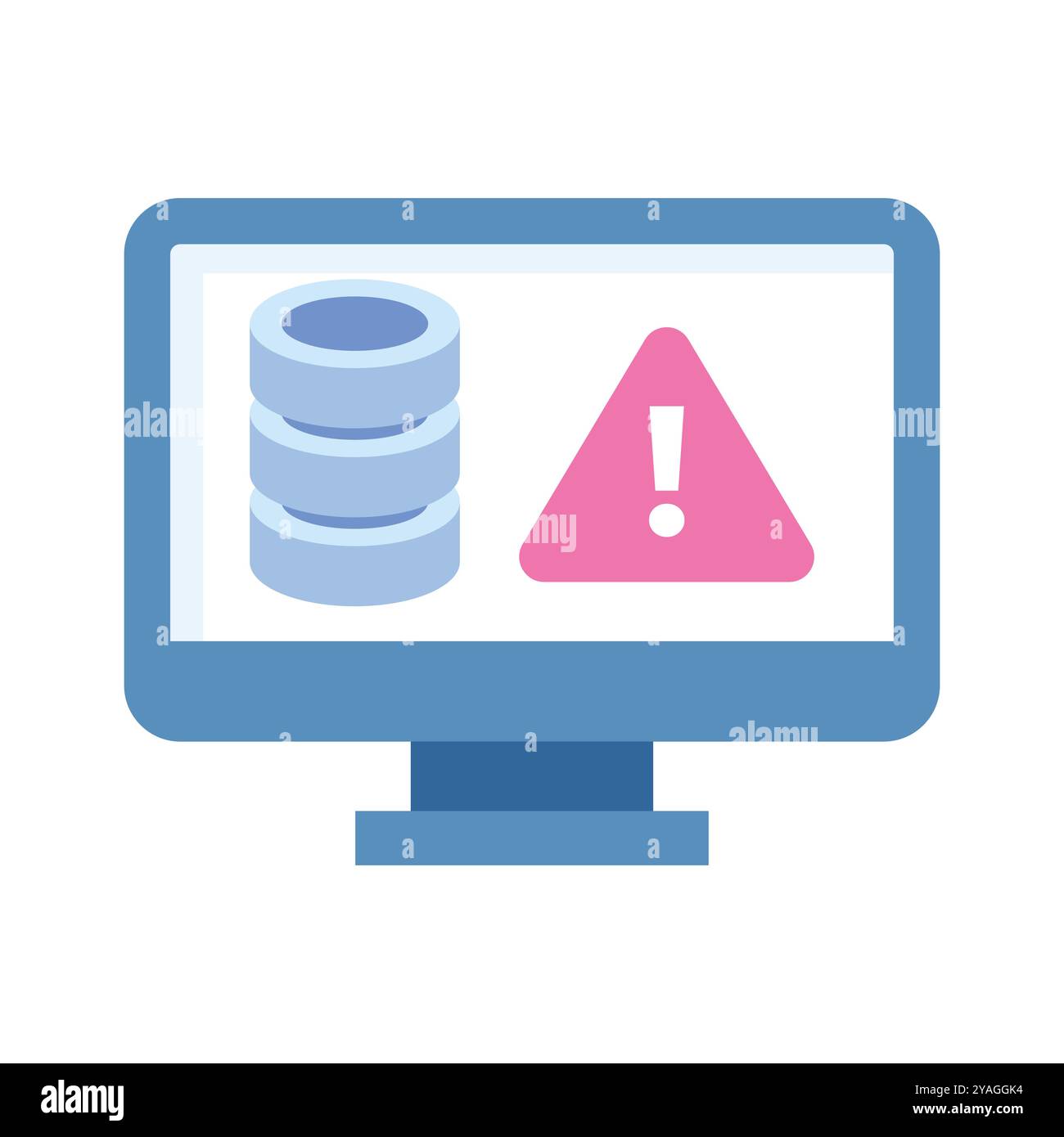 Exclamation Mark On Monitor Screen Showing Database Error Icon Trendy