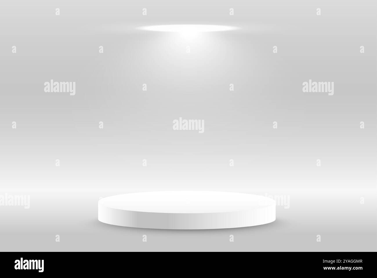 simple white pedestal round stage background with focus light effect ...
