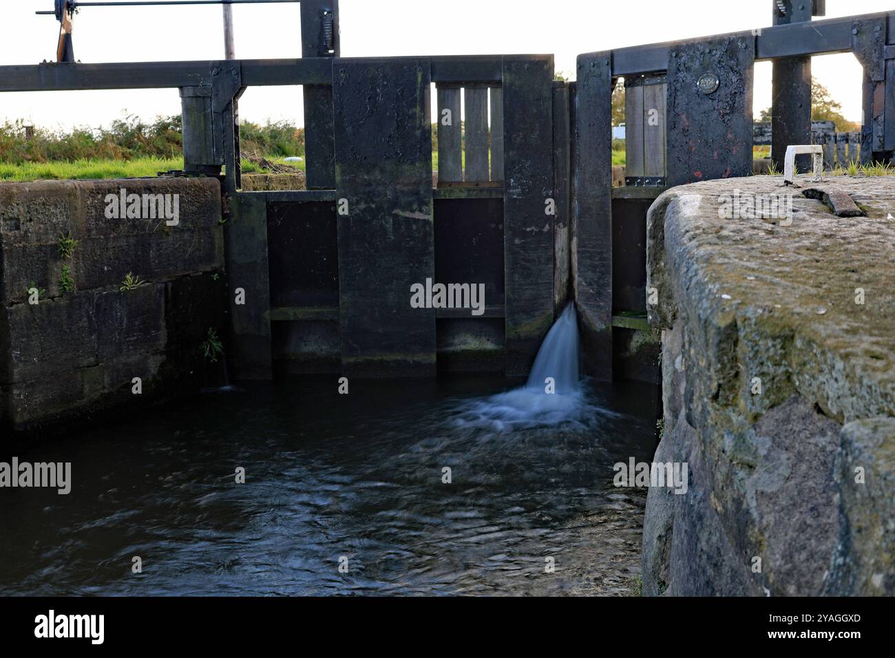 The tail gates on lock four of the Rufford arm of the L and L canal ...