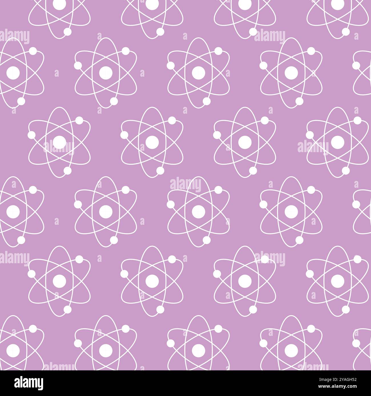 Seamless White Atom Pattern on Pink Background. Concept of Science ...
