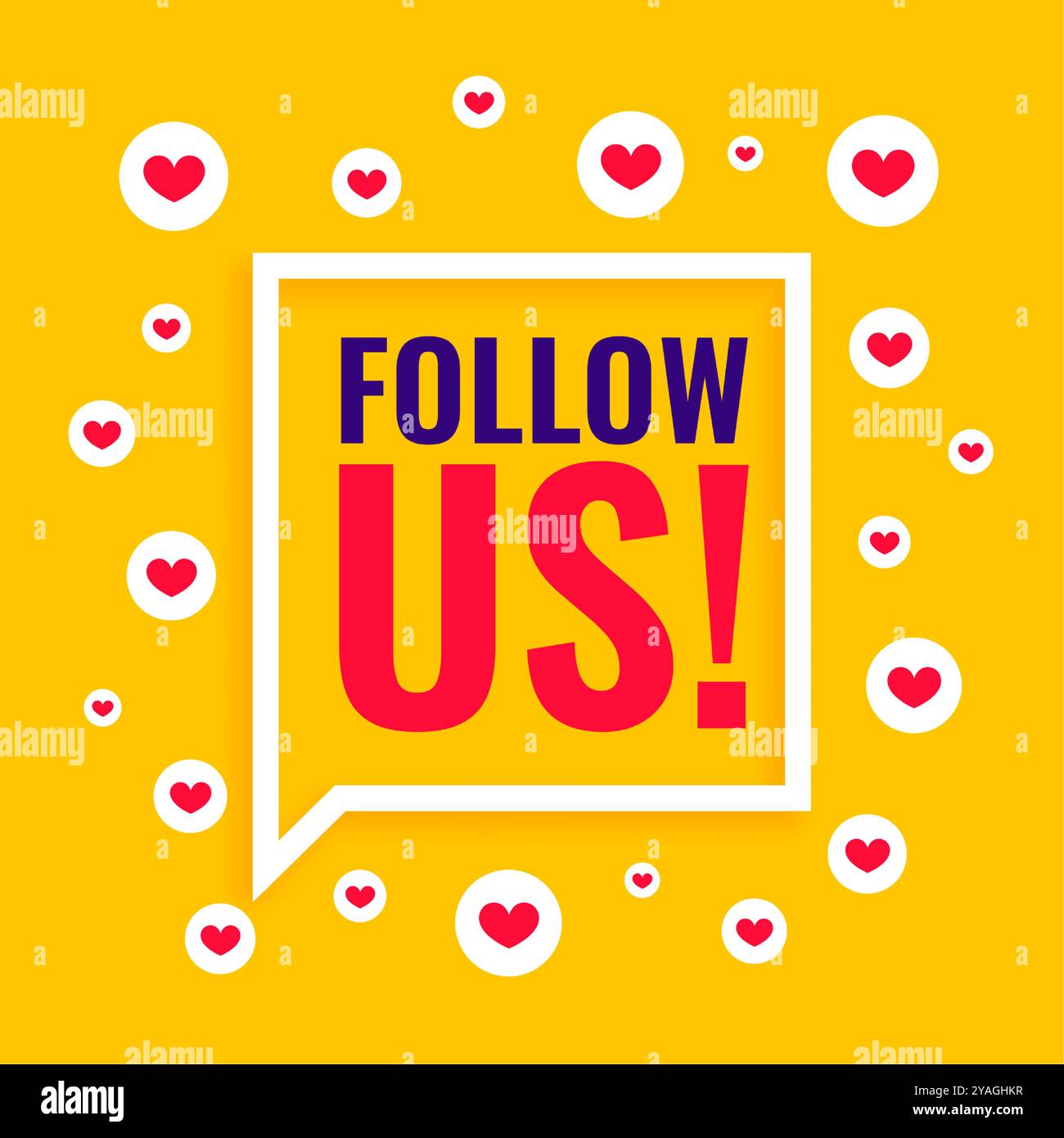 web follow us template with love heart design vector Stock Vector Image ...
