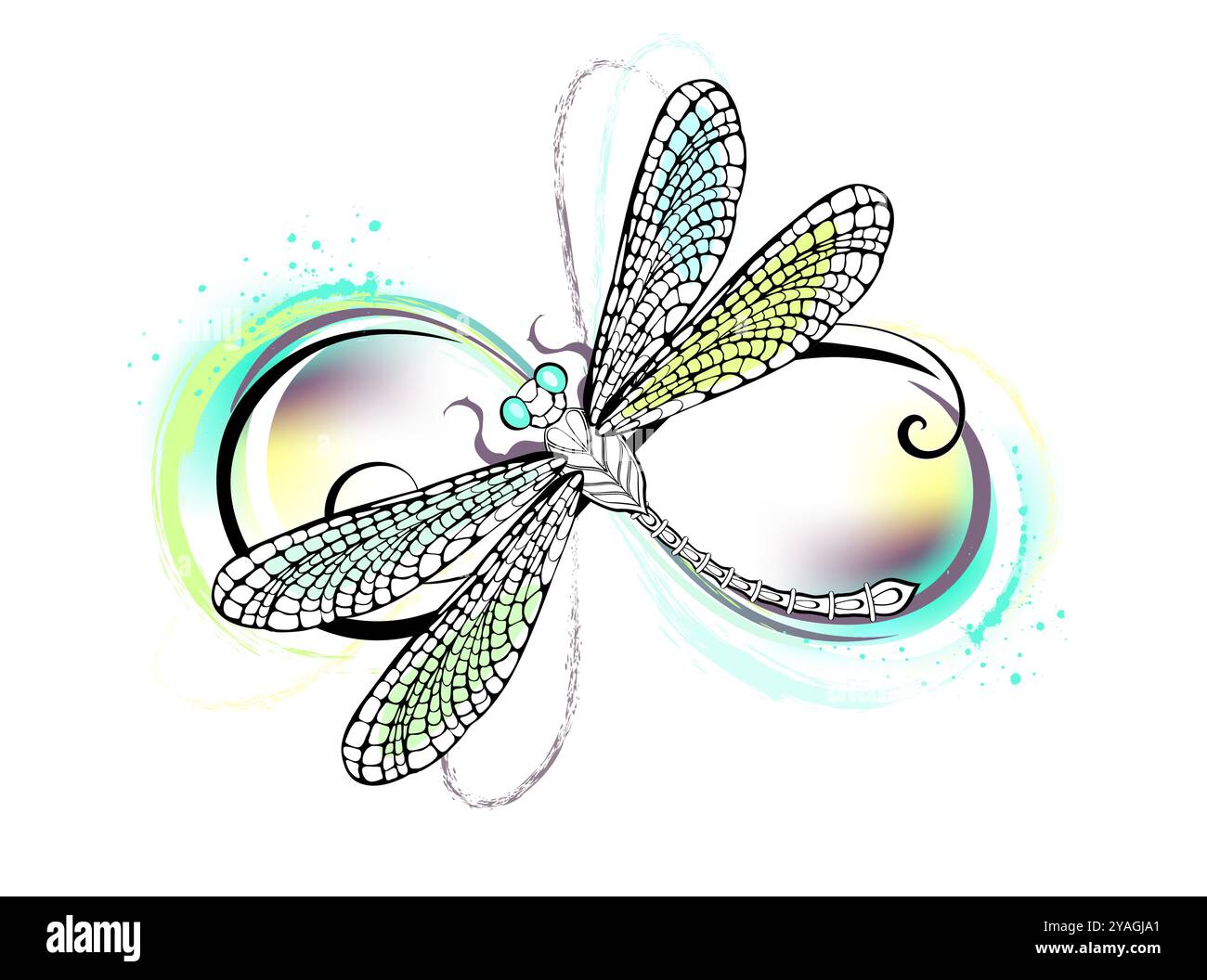 Infinity drawn with different shades of green paint, with an outline ...