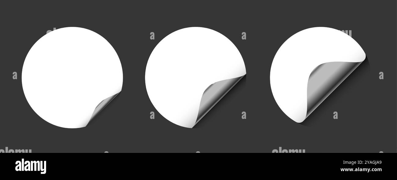 set of realistic circular sheet curl mockup design vector Stock Vector ...