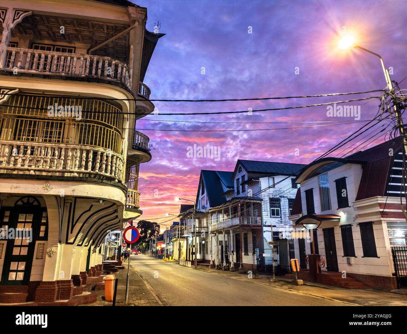 Architecture of Historic Inner City of Paramaribo at sunset, UNESCO ...