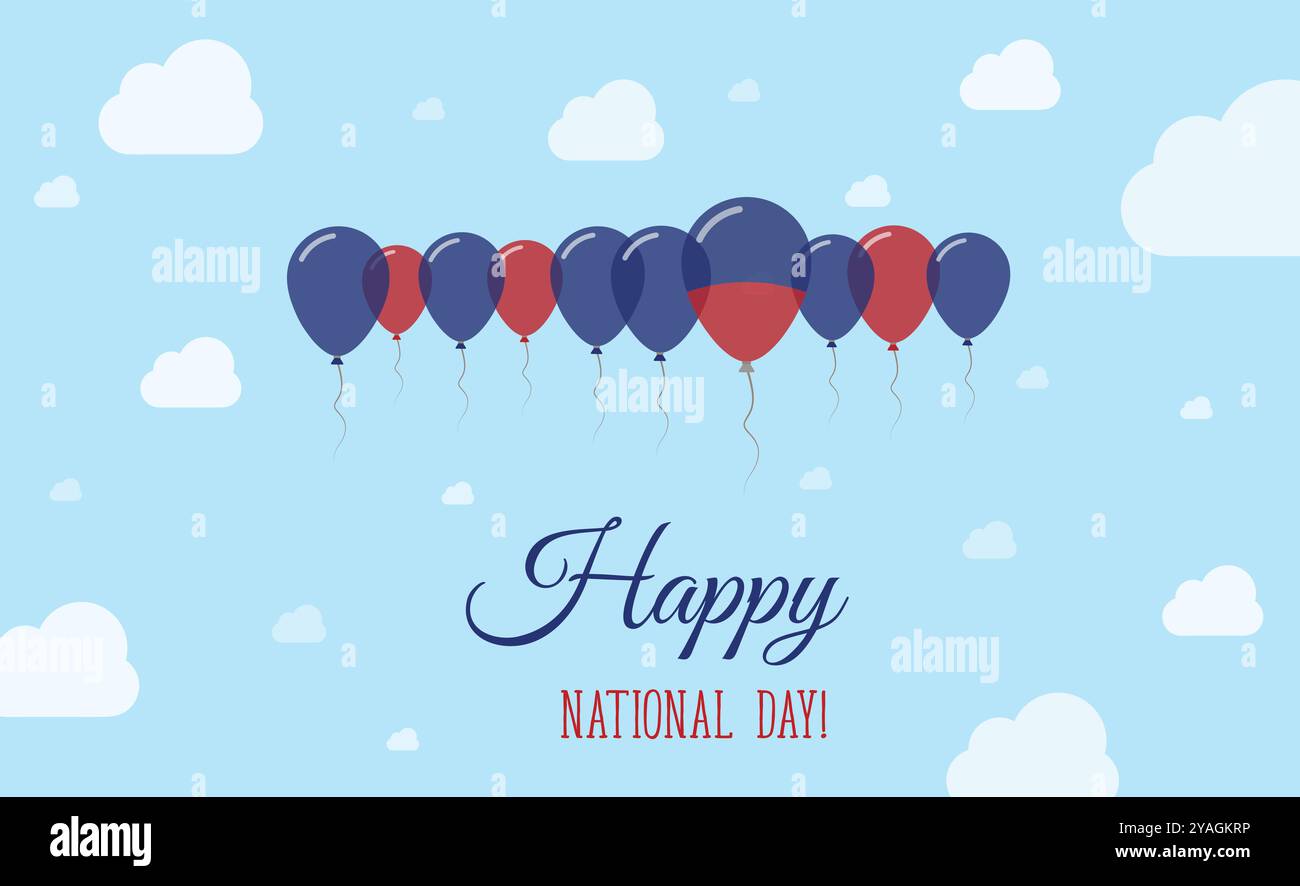 Haiti Independence Day Sparkling Patriotic Poster. Row of Balloons in ...