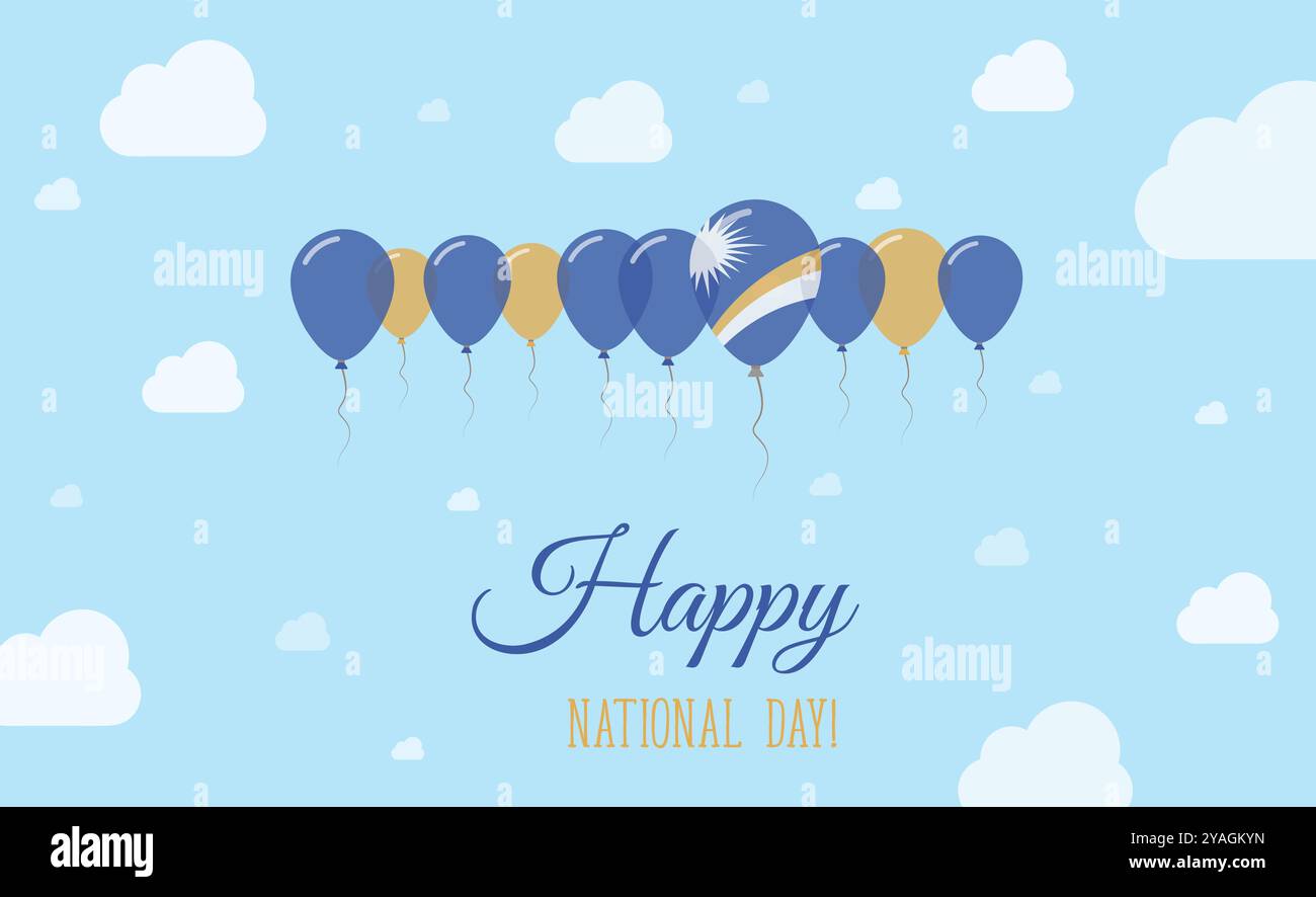 Marshall Islands Independence Day Sparkling Patriotic Poster. Row of ...