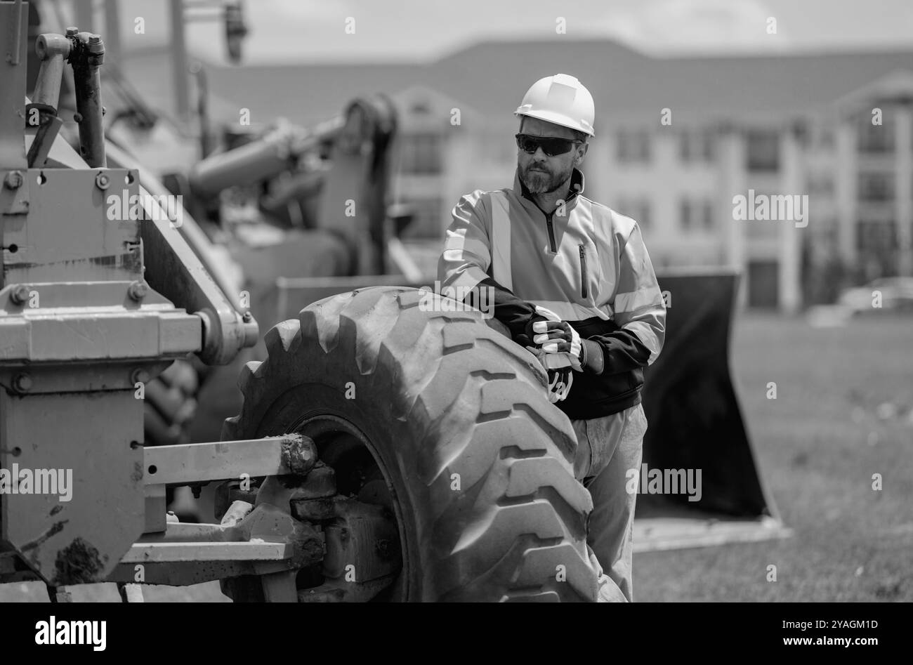 Portrait hard working industrial man Black and White Stock Photos ...