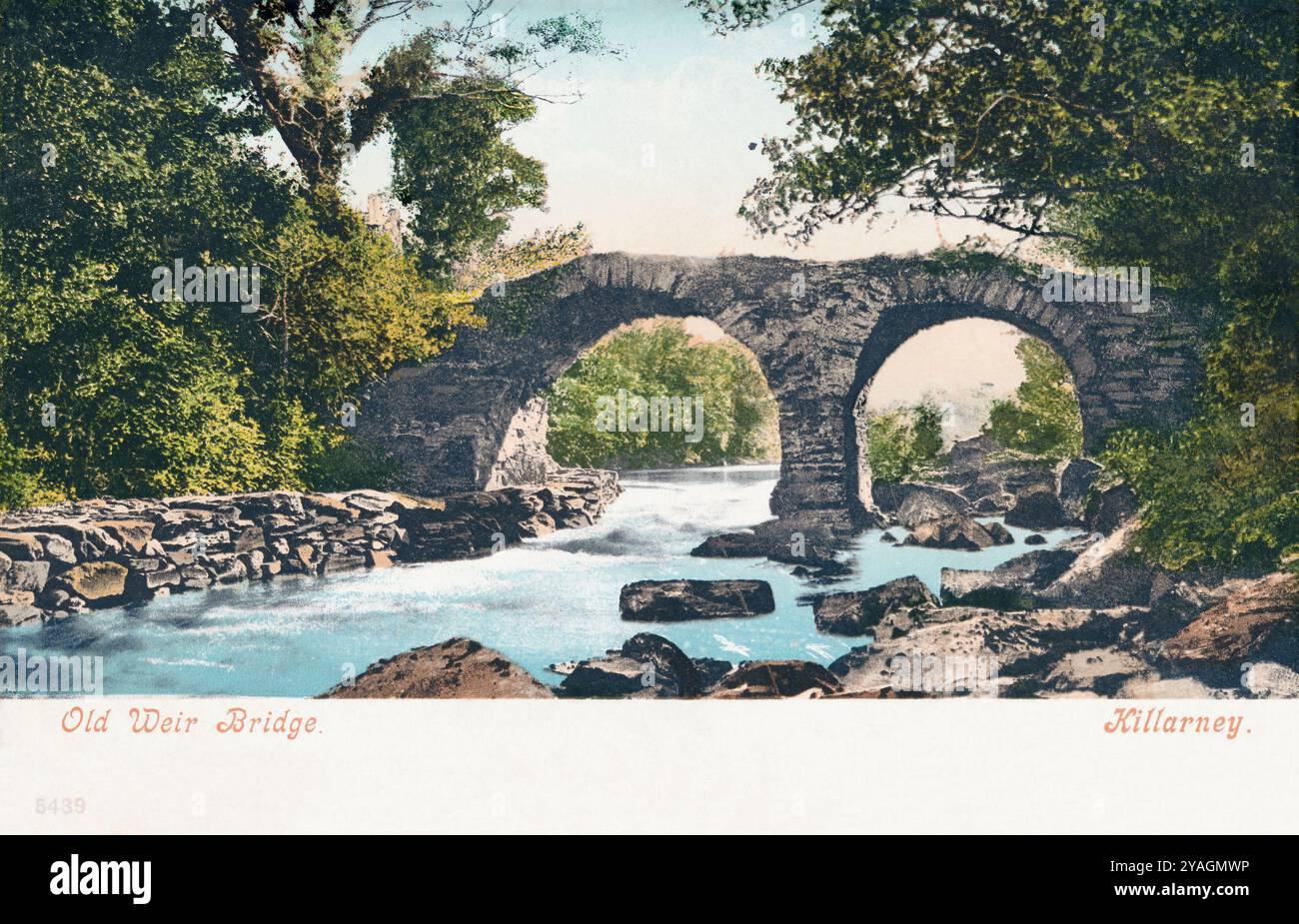 Vintage postcard of the Old Weir Bridge in Killarney National Park in ...