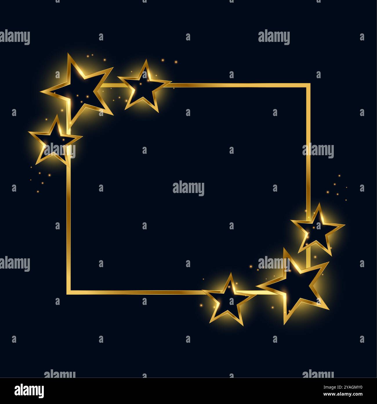 golden empty frame background with twinkle stars design vector Stock ...