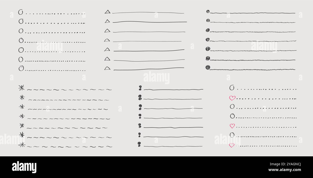 Collection of vector isolated outline hand drawn check to do list ...
