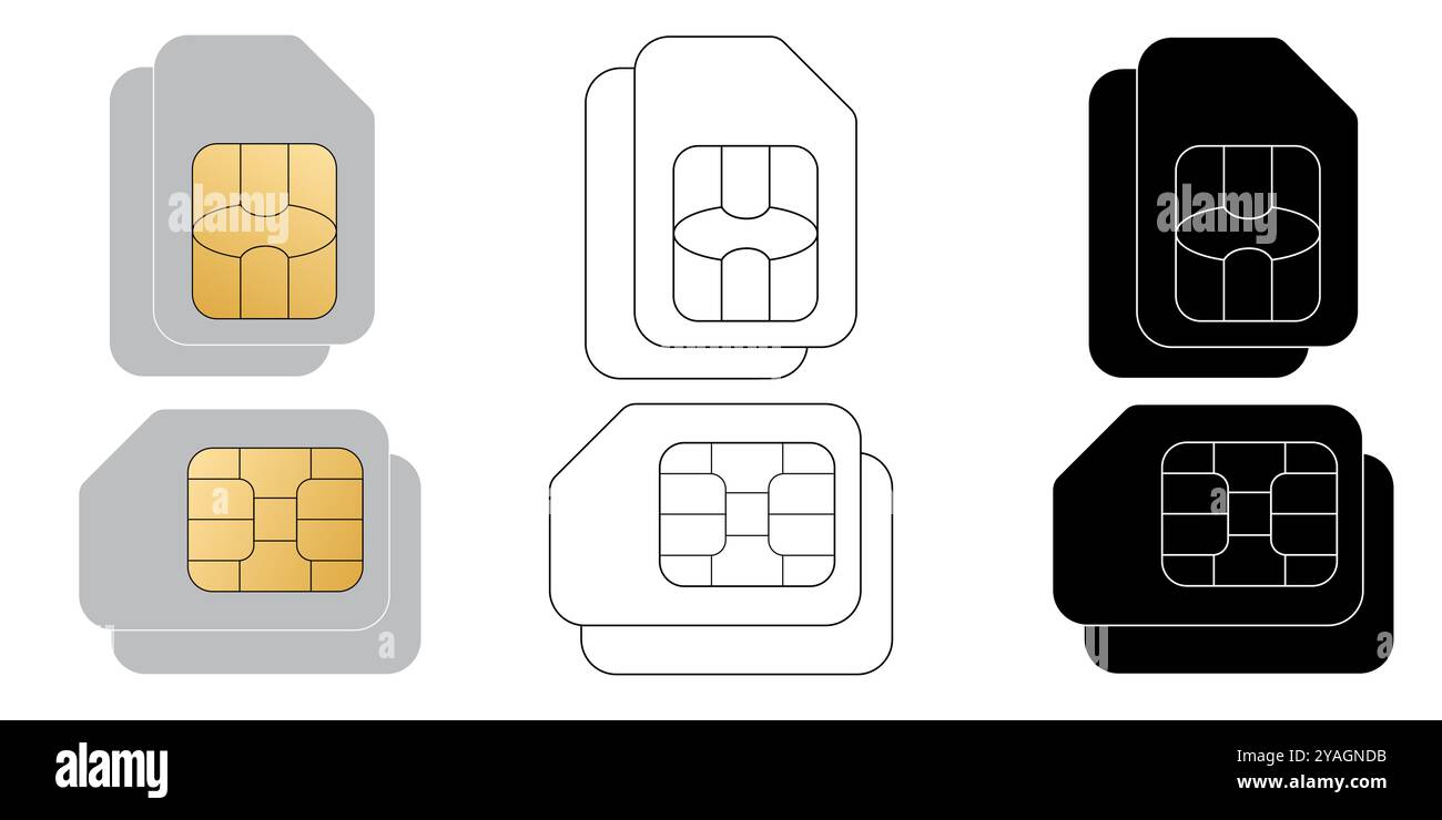 Set of sim cards. ID card mockup template. Realistic vector ...