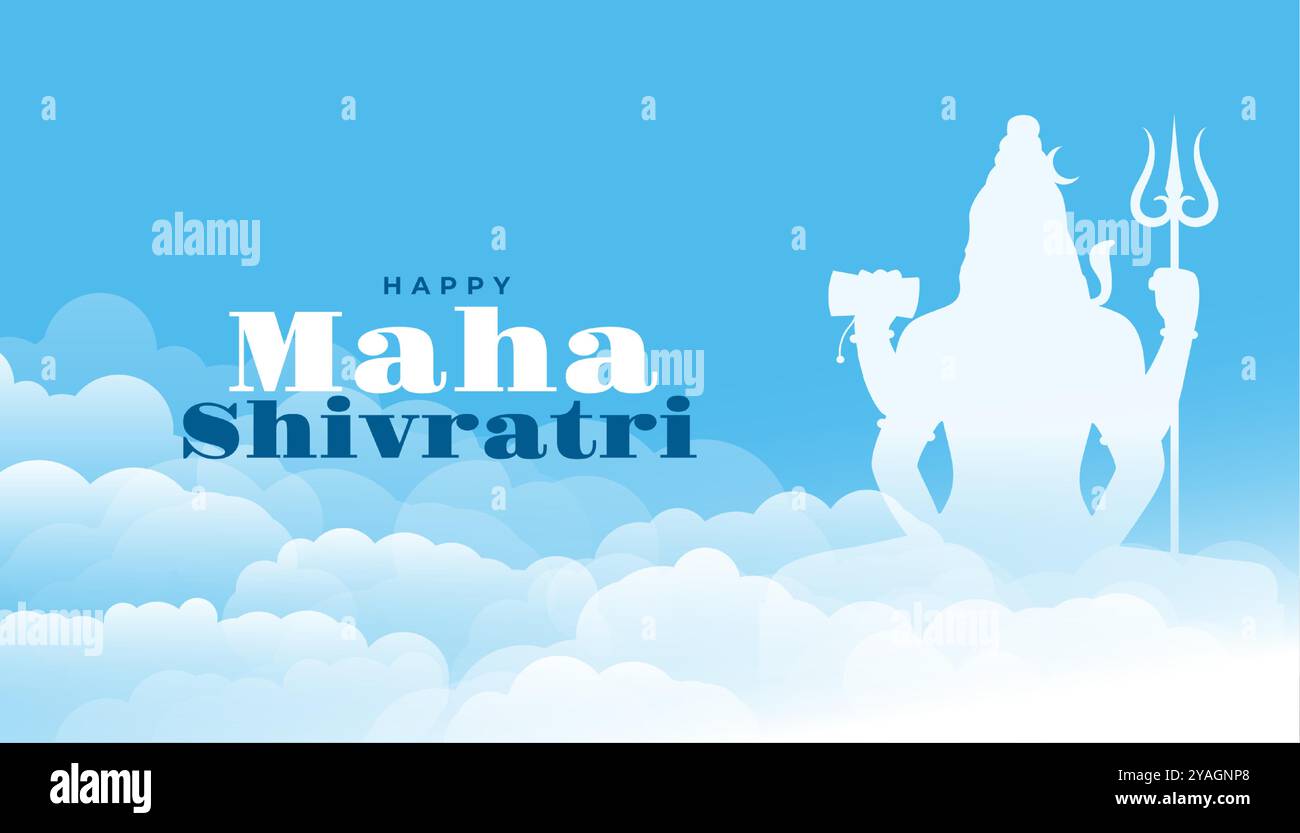 happy maha shivratri wishes background with clouds design vector Stock ...