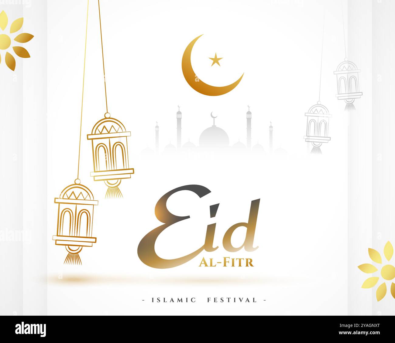 beautiful eid al fitr eve invitation background with islamic decor ...