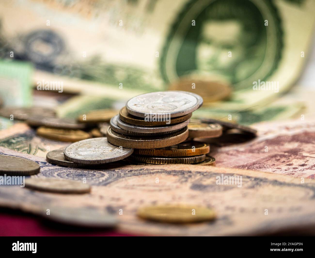 Old banknote and money coins Stock Photo - Alamy