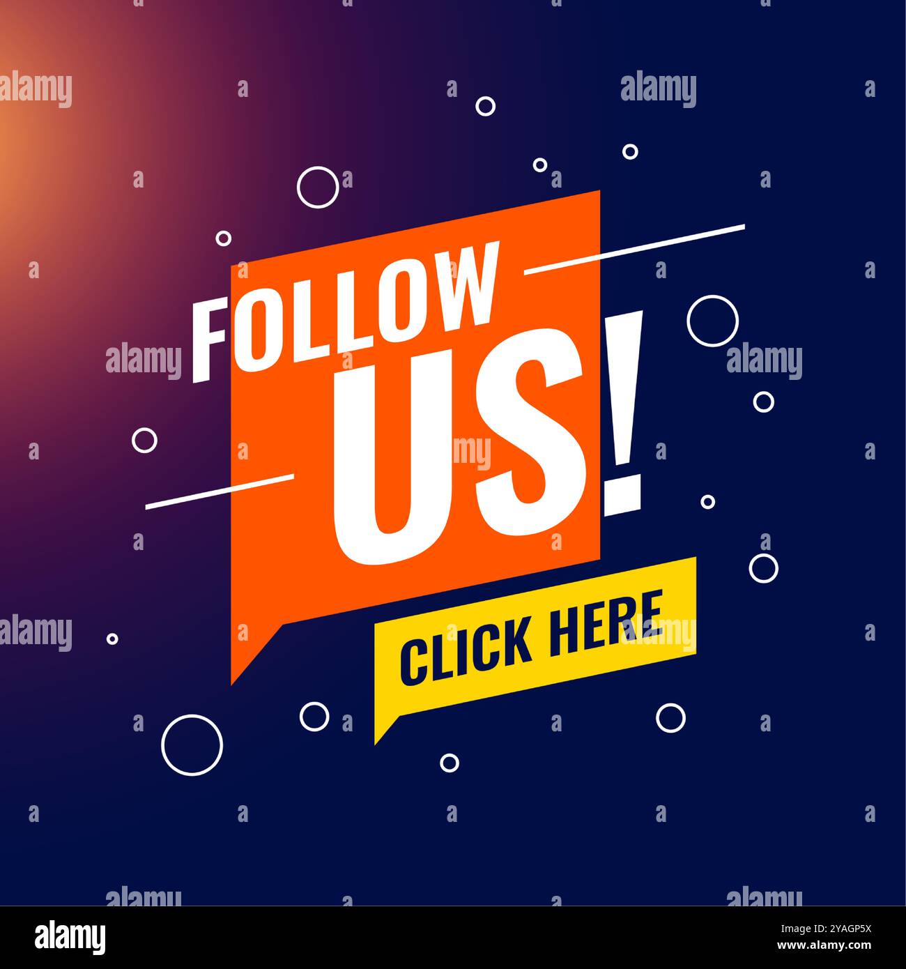 follow us web template with click here tag design vector Stock Vector ...