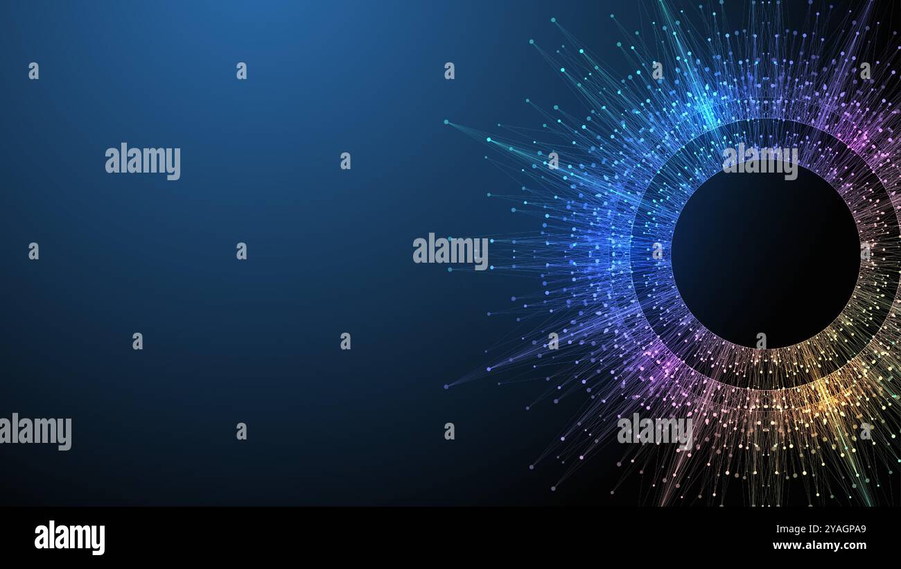 Scientific vector illustration quantum computer technology. Plexus ...
