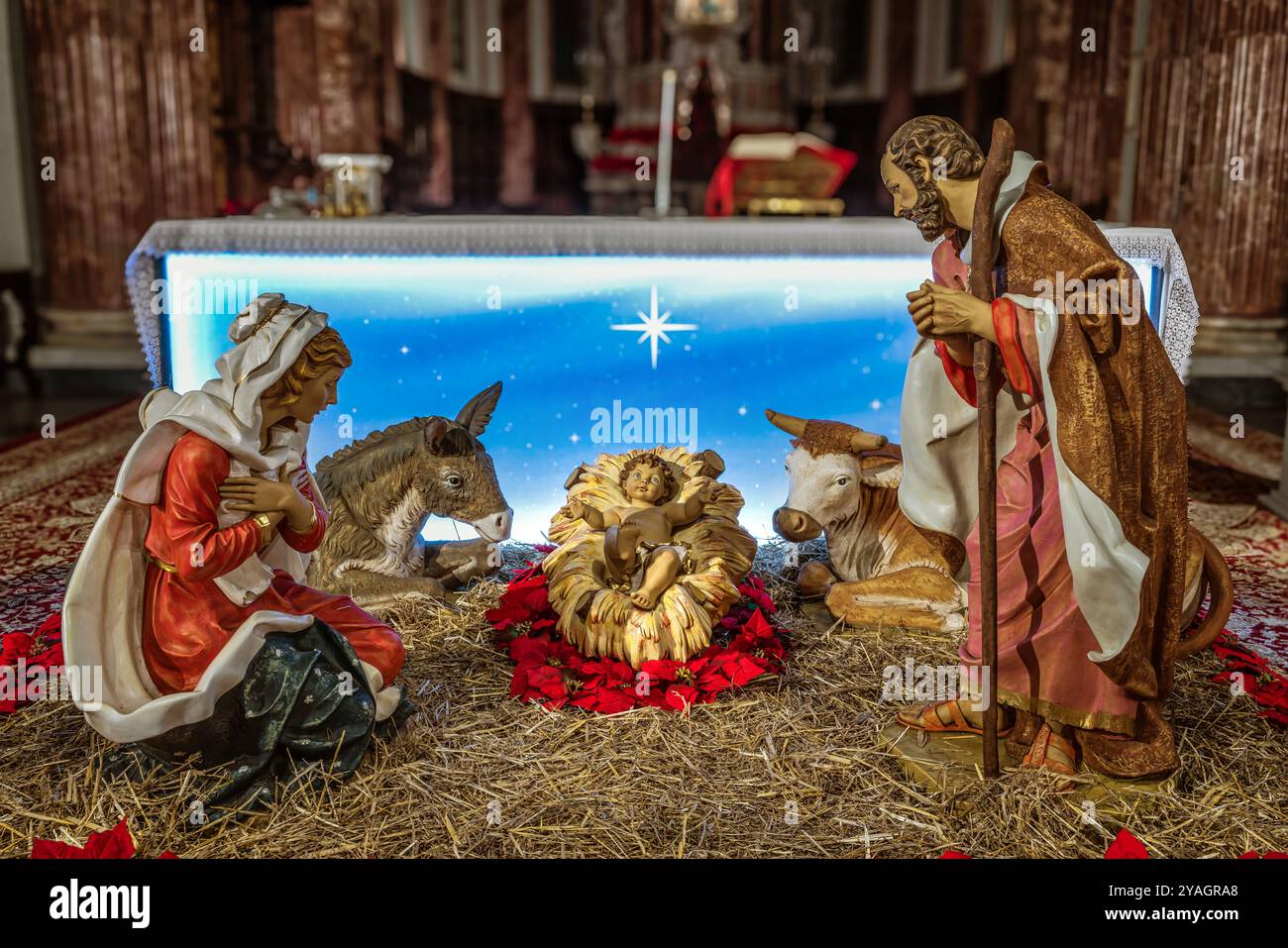 Nativity scene in the main altar of the Cathedral of Santa Maria ...
