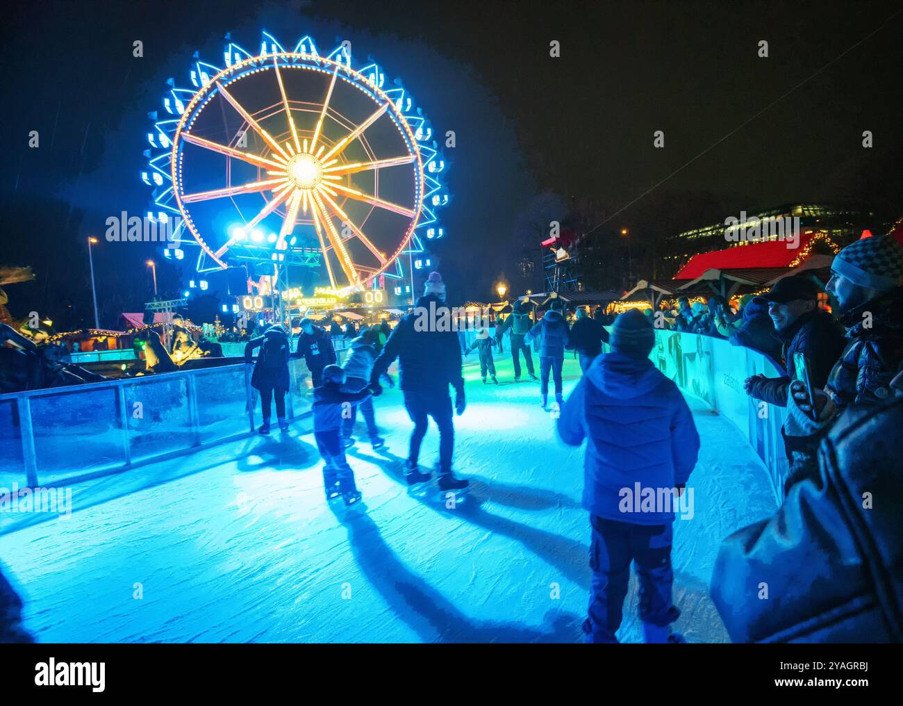 12-23-2023 BERLIN Ice rink on central Christmas market of Berlin and ...