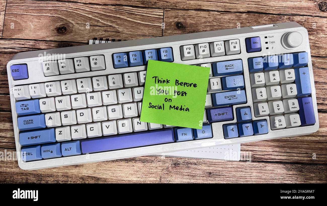 Concept of Think Before You Post on Social Media write on sticky notes ...