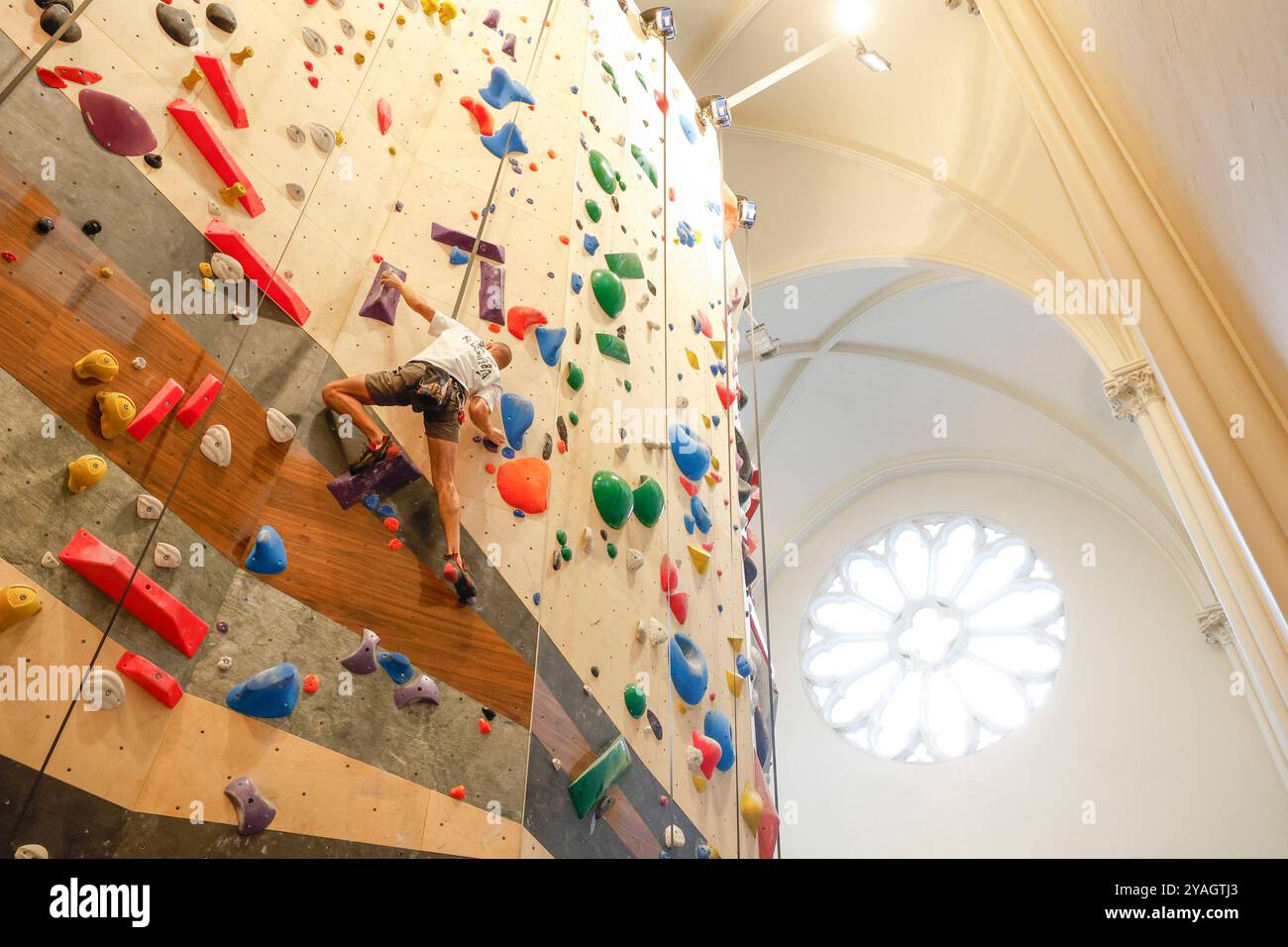 15TH CENTURY CHURCH IS CONVERTED INTO A CLIMBING GYM Stock Photo - Alamy