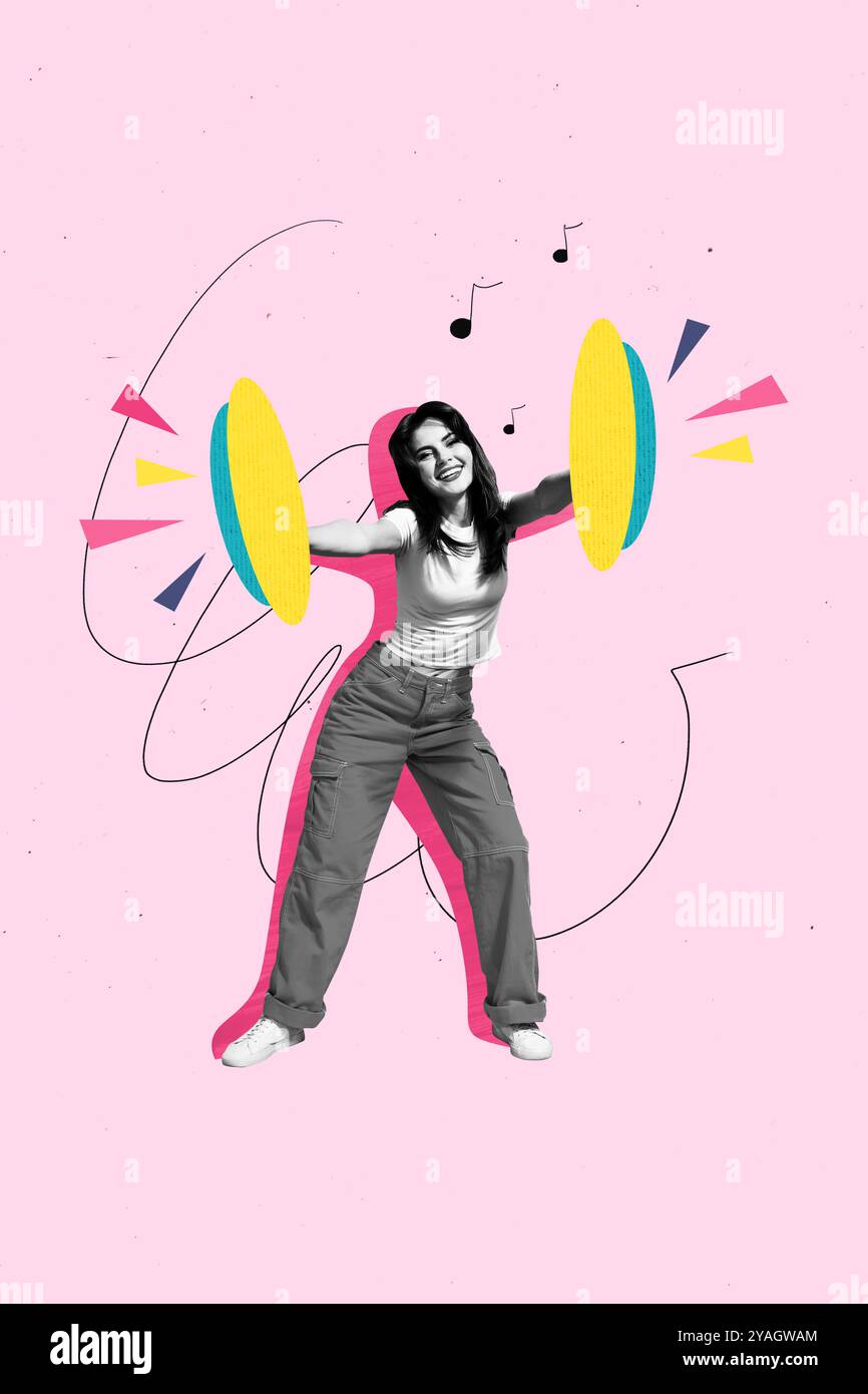 Vertical composite artwork collage image picture of girl dance cymbals ...