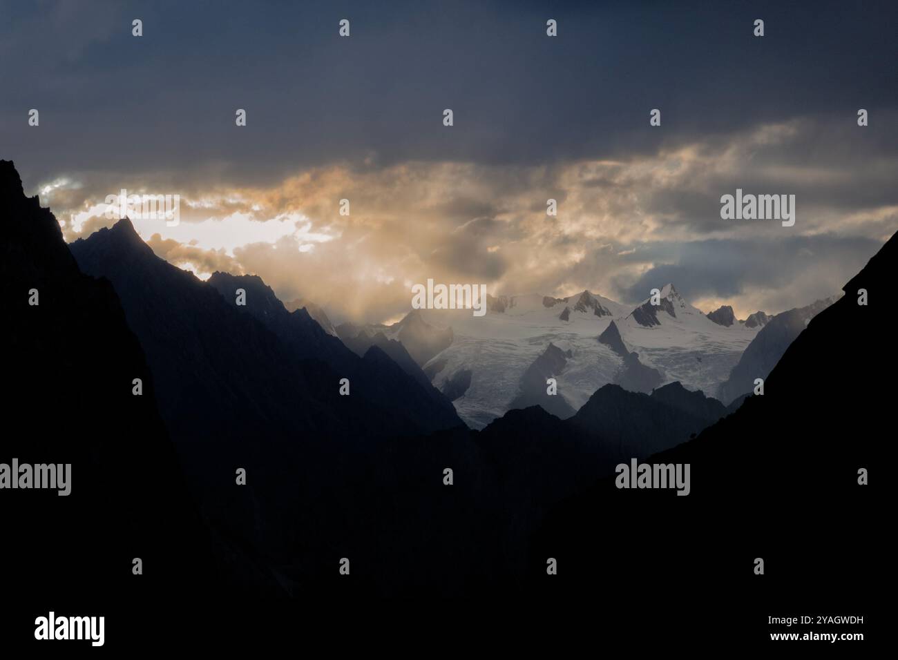 Storm clouds in the Karakorams, Honbrok Peak (Honboro) Hushe, Baltistan ...