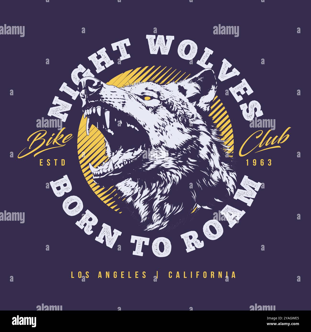 Grunge vector emblem with a fierce wolf head and typography. Perfect ...