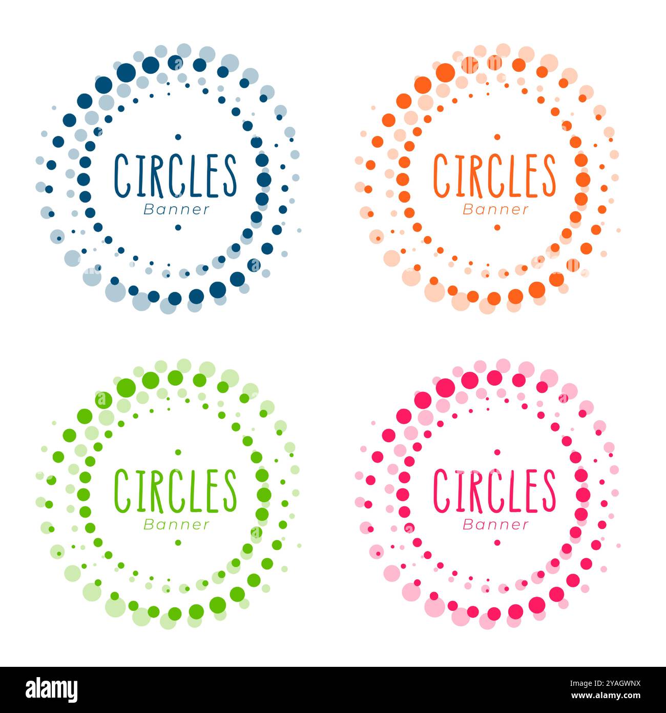 set of colorful round shape element with halftone effect vector Stock ...