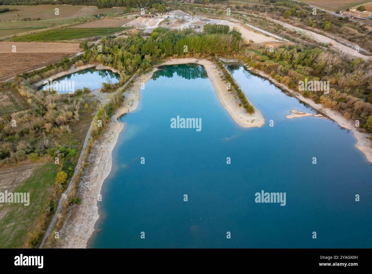 Aerial view of the Gorgs of Valveralla lake next to the Fluvià river as ...