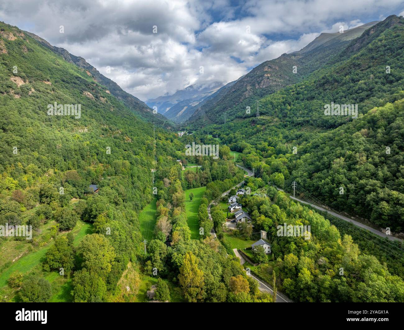Aerial view of the Molinos hydroelectric power station, in the Vall ...