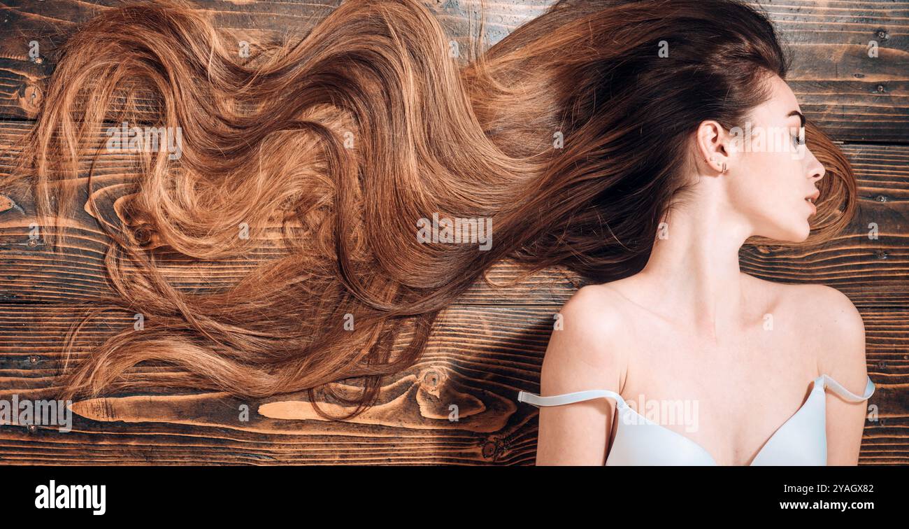 Beauty hair Salon. Woman with long beautiful hair. Fashion haircut ...