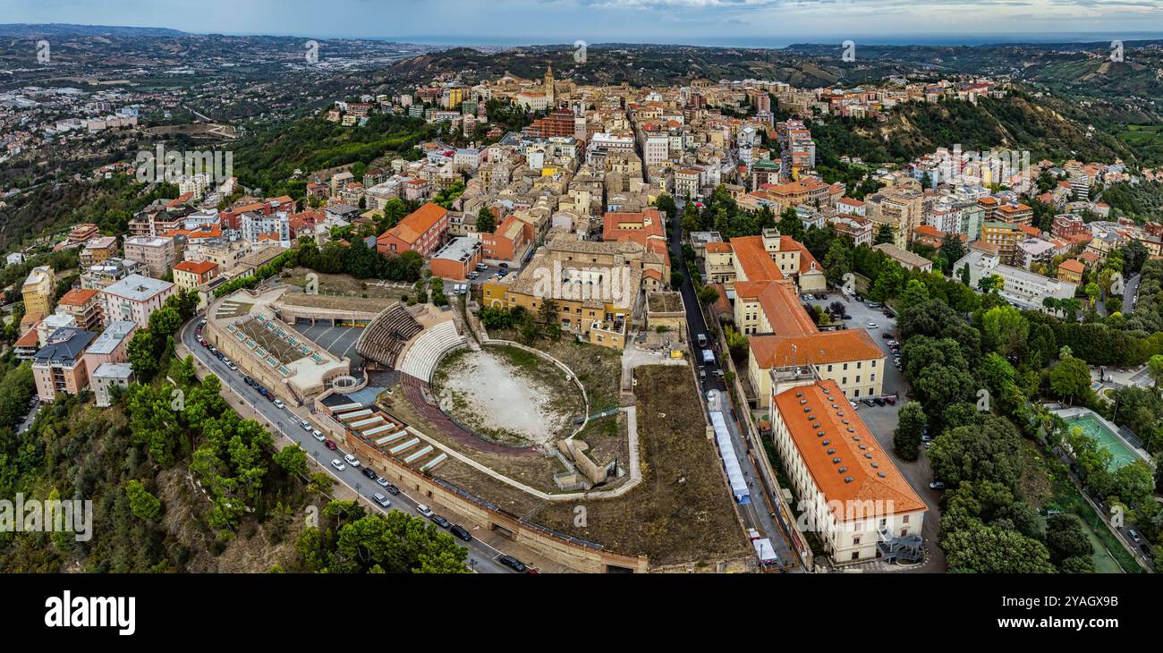 Aerial view of the hilly historic center of the Abruzzo city of Chieti ...