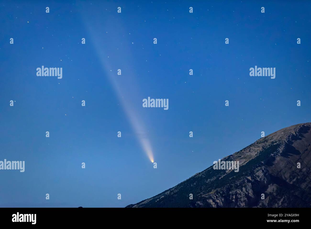 Comet C/2023 A3 Tsuchinshan–ATLAS over Serra del Cadí range on a night ...