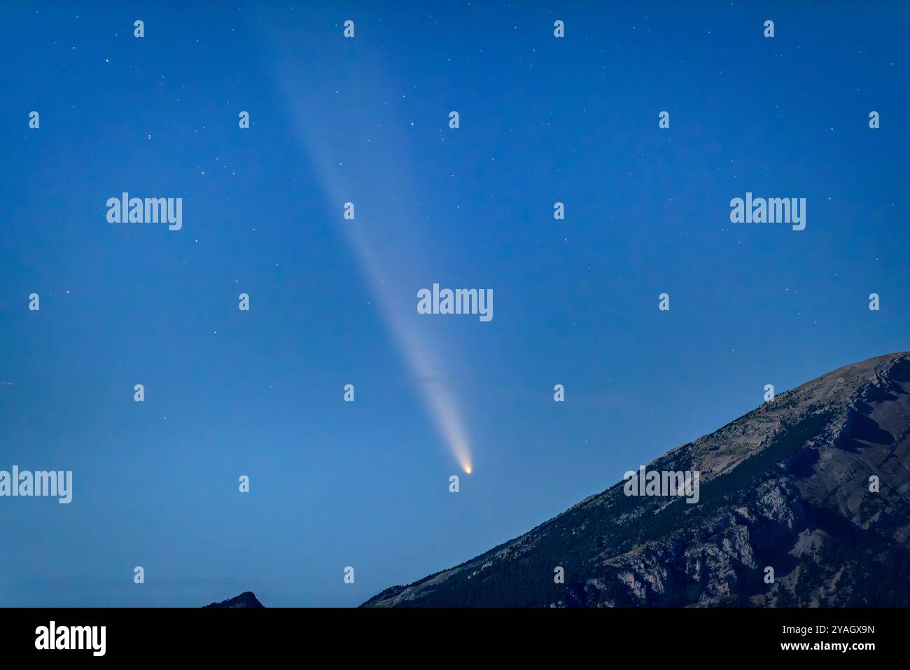 Comet C/2023 A3 Tsuchinshan–ATLAS over Serra del Cadí range on a night ...