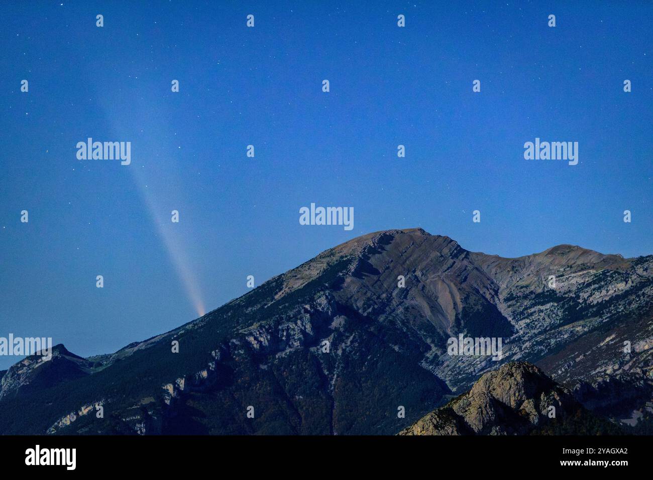 Comet C/2023 A3 Tsuchinshan–ATLAS over Serra del Cadí range on a night ...